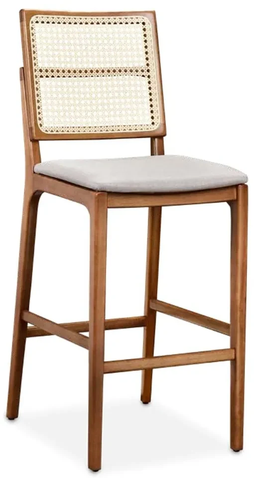 Banqueta Fernanda Assento Estofado Encosto Palha Natural Sextavada ...