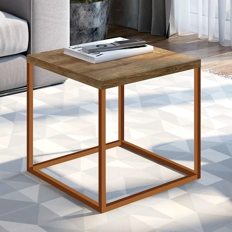 Mesa Lateral Cube M Estilo Industrial Baixa - Vermont/cobre | BIANO