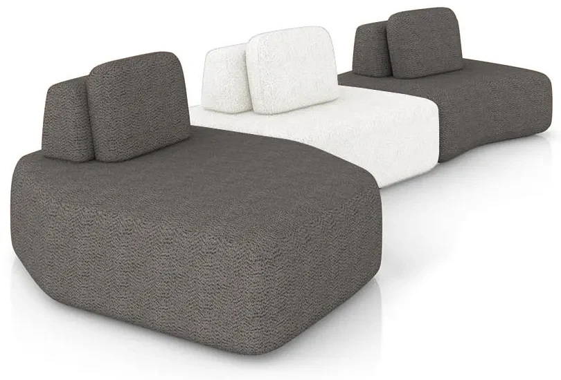 Sofá 3 Lugares Orgânico com Chaise e 2 Módulos Berlim Bouclê Gf K01 - D ...
