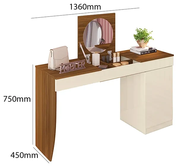 Penteadeira Camarim Escrivaninha 1 Porta Ariana Freijó/Off White ...