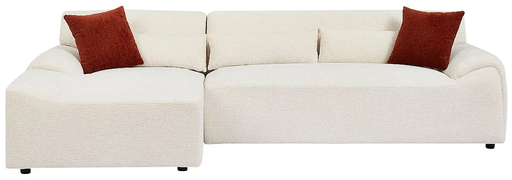 Kanapa narożna lewostronna z tkaniny szenilowej beżowej OVILIO | BIANO