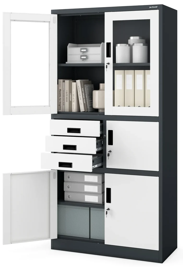 Biurowa szafa metalowa z sejfem na akta i dokumenty FILIP, 900 x 1850 x ...